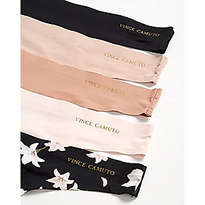 Vince Camuto Women's Underwear - 5 Pack Seamless Thong Panties (S-XL), Size Small, Black Floral/Ballet/Tan/Chai/Black