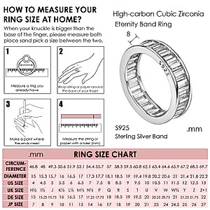 Michooyel Emerald Cut Eternity Ring for Women Channel Setting Wedding Ring Diamond Bands Rings Sterling Silver Cubic Zirconia Statement Rings for Women