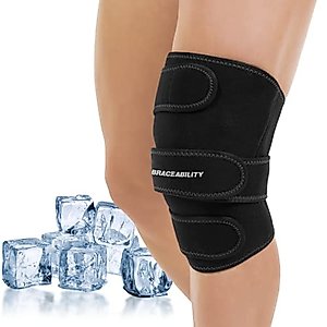 BraceAbility Ice Pack for Knee - Cold and Hot Therapy Compression Gel Wrap Brace for Men and Women's Post-Surgery Support, Kneecap Swelling, Torn Meniscus, Tendonitis, OA Pain Relief (One Size)