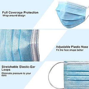 Kids Disposable Face Mask 3-Ply Protective Children Mouth Cover (50 Pack) Blue