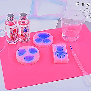 Leceha 2 Pack Silicone Sheet for Crafts, Resin Jewelry Casting Molds Mat, Silicone Mats for Epoxy 11.6" x 8.3", Silicone Placemat Blue and Rose Red