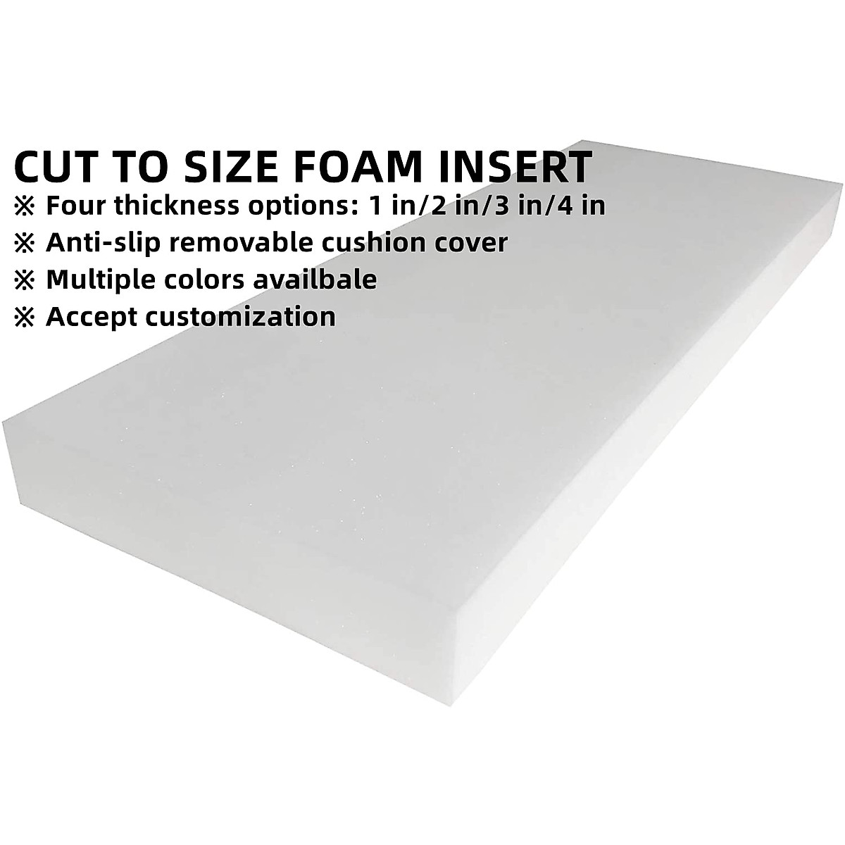 SINCERE Custom Bench Cushion for Indoor Furniture, Bay Window Seat Cushion, Bespoke Bench Pillow, Fireplace Hearth Cushion, Non-slip Chair Pad Couch Sofa Foam Cushion Replacement, Swing Cushion, Gray