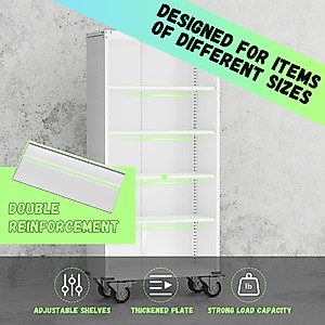 INTERGREAT 72" Metal Garage Storage Cabinet with Wheels, White Steel Locking Cabinet with 2 Adjustable Shelves and Doors, Rolling Metal Tool Cabinet for Home, Office, School, Garage