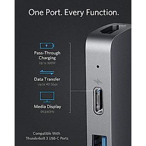 Anker USB C Hub for MacBook, PowerExpand Direct 8-in-2 USB C Adapter Compatible with Thunderbolt 3 USB C Port, 4K HDMI Port, USB C and USB A 3.0 Data Ports, SD Card, Lightning Audio Port