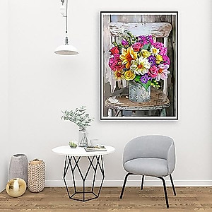 tigdtiu Flower Paint by Number for Adults, Flower Easy Paint by Numbers,DIY Acrylic Painting Paint by Numbers Kits for Kids,Home Wall Decor 12x16inch