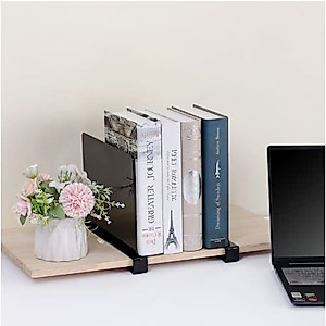 HAVIGET Acrylic Shelf Dividers for Closet Organization - Cabinet and Bookshelf Organizer for Shirt, Handbag, Sweater, Purse and Books - Plastic Separator in Kitchen, Bedroom, Garage (Black, 8 Packs)