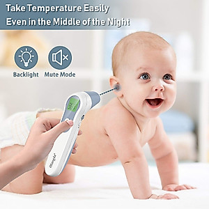 Olangda Ear and Forehead Dual Mode Non-Contact Thermometer for Adults Unique Measurement Mode for Kids Medical Grade Infrared Thermometer,Instant Accurate Readings and Retrieval (No Battery Included)