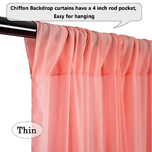 Pink Chiffon Wedding Party Stage Drapes - 10ft Long, 2 Panels, Rod Pockets