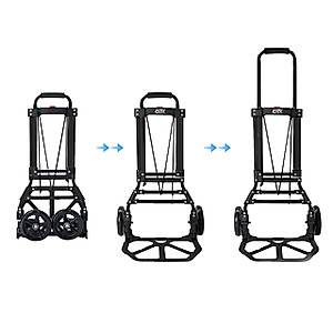 RJTEK【Material upgrading】 Folding Hand Truck and Dolly 220lb Capacity, Telescoping Handle, Heavy-Duty Luggage Trolley Cart Lightweight, Hand Cart and Dolly Ideal for Home, Auto, Office,Travel Use