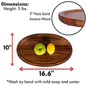 BirdRock Home 16.5" Acacia Oval Serving Platter | Charcuterie Board for Party Appetizers | Cheese Grazing Board | Kitchen Serving Platter | Espresso
