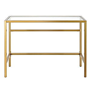 Henn&Hart 42" Wide Rectangular Writing Desk in Brass, Laptop Desk, Computer Desk, Home Office