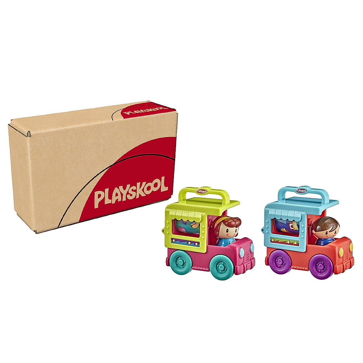 Playskool Fold 'n Roll Trucks Activity Toy Bundle of 2 Vehicles for Toddlers 12 Months and Up, Food and Ice Cream Truck Themes with 1 of Each (Amazon Exclusive)