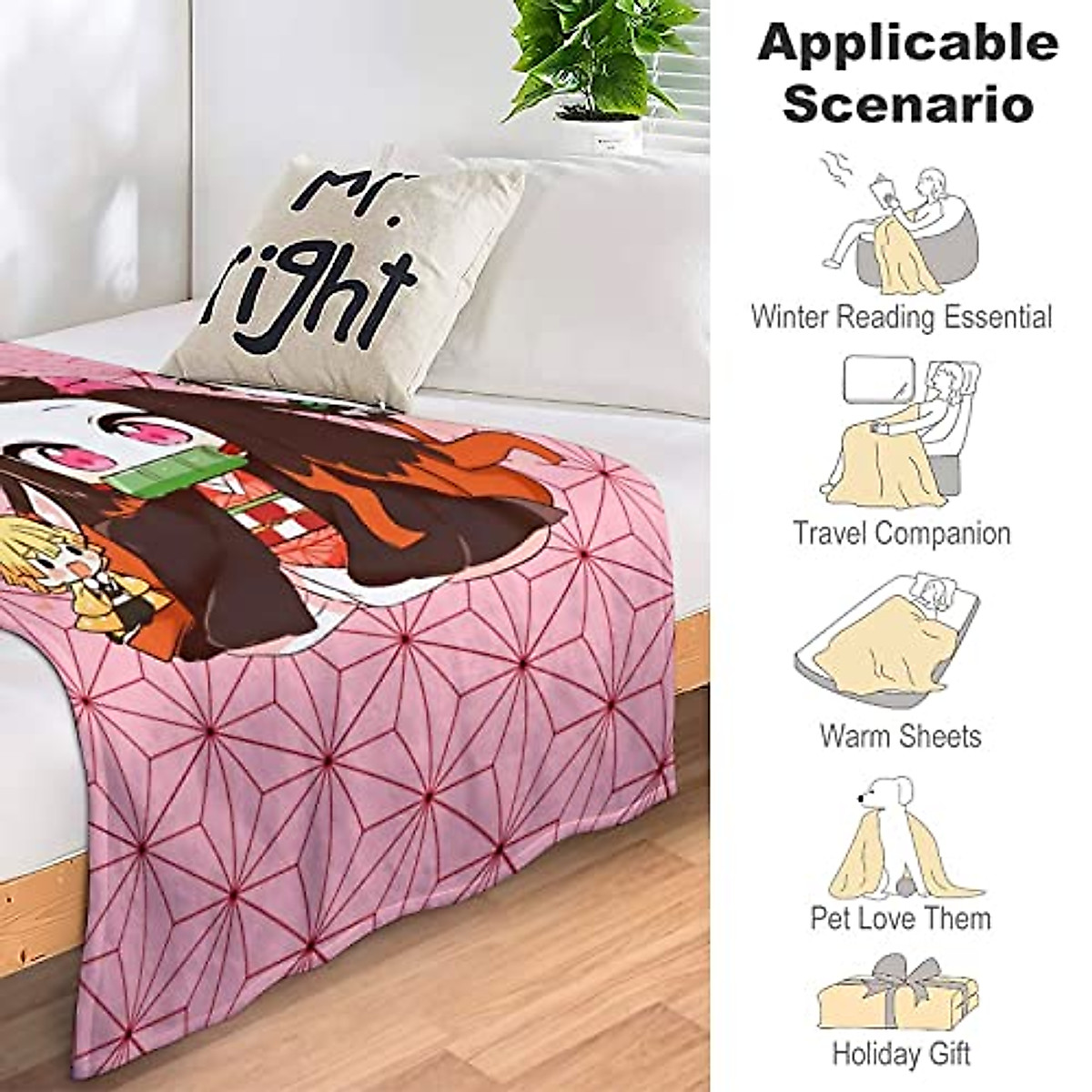 OYYFECC Anime Blanket Throw Flannel Fleece Warm Blankets Comfortable Bedding for Kids Adults Gifts Bed Sofa Living Room 50"X40"
