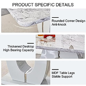 Ayvbir 63'' Modern Simple Imitation Marble Grain Dining Table Rectangular Office Table for 4-6 People for Dining Room Dining Room Kitchen Terrace(Grey)