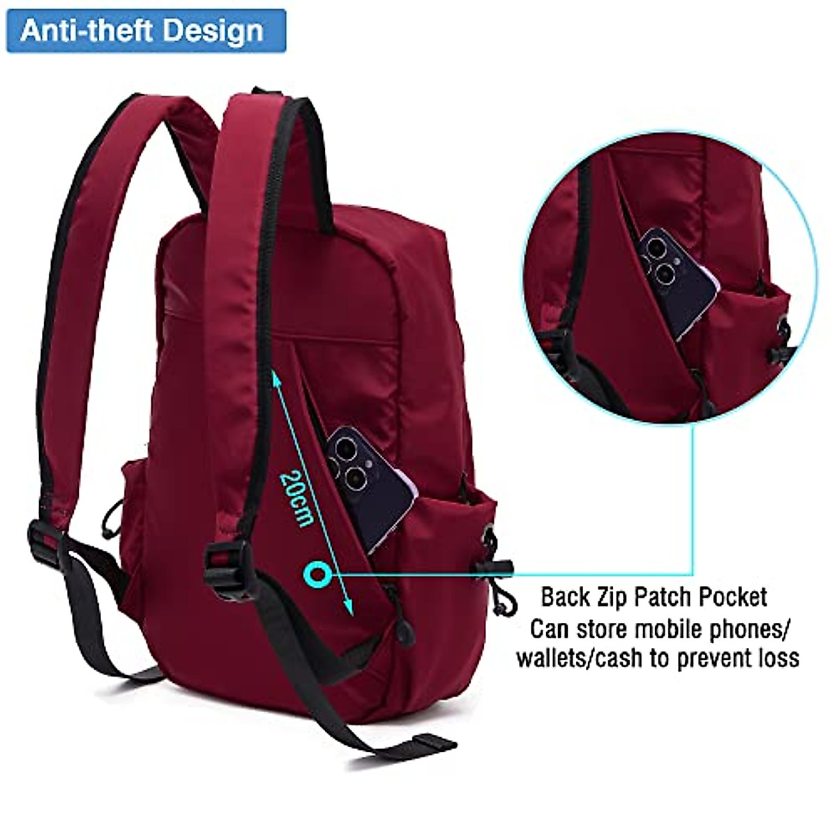 YZAOLL Small Backpack for Women Mini Backpack Daypack,Red