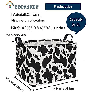 DDBASKET Rectangle Cow Basket Cow Print Storage Basket Cute Canvas Organizer Bin Kids Toy Basket for Bedroom Decor Kids Toys Books, Clothes Shelves Gift Basket(Cow print)