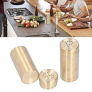 Spice Stainless Steel Pepper Shaker Kitchen Tool Salt Sugar Spice Pepper Shaker Dredge Salt/Sugar/Pepper Shaker Seasoning Bottle Salt and Pepper Shaker Kitchen Tool (golden, L)