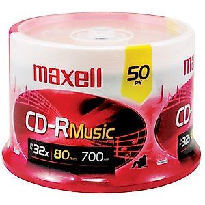 New - MAXELL 625156 - CDR80MU50PK 80-Minute Music CD-Rs (50-ct Spindle)