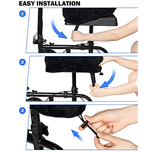 ISSYAUTO Knee Scooter Cushion Cover, Knee Scooter Pad for Comfort, Memory Foam Cushion Knee Walker Accessories with Removable Cover, 2'' Thick Fits Most Knee Walker Models, Black