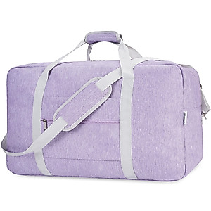 Extra Large Travel Duffel Bag Foldable Weekender Packable Lightweight Luggage Bag Overnight for Women and Men 85L (Purple (With Shoulder Strap))