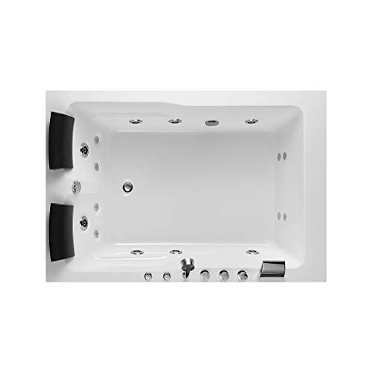 Empava 71 in. Acrylic Alcove Whirlpool Bathtub - Hydromassage Rectangular Jetted Soaking Tub with Right Side Drain - 3-Side Apron - Waterfall Faucet , White