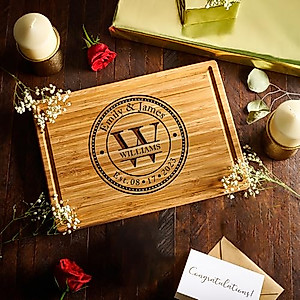 Personalized Wedding Cutting Board - Custom Monogram Engraved Charcuterie Board, Bridal Shower Registry Gift Ideas - 50th Anniversary Gift for Her, USA Hand Crafted