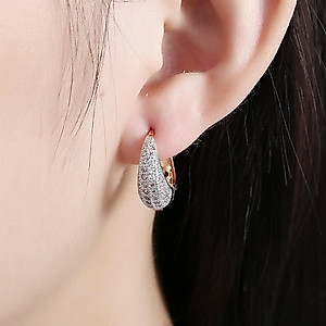 KIH Gold Plated Clip on Hoop Earrings For Women Fashion Clip Zircon Crystals Non Piercing Small Earrings Set Birthday Gift For Her