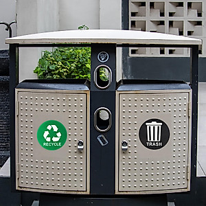 PATIKIL Trash Recycle Sticker, 6 Pcs 5" Dia Recycle Sign Decal Symbols Sticker Recycling Label for Trash Can Waste Management in Kitchens, Offices, Public Spaces