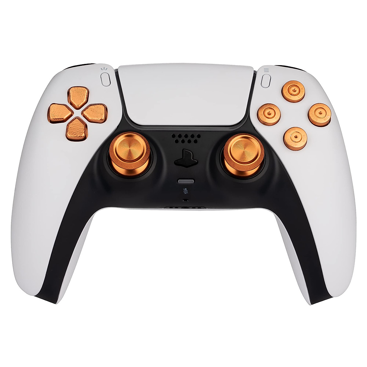 Avericht Metal ABXY Buttons Dpad Thumbsticks for PS5 Controller, Metal Aluminum Action Buttons & Dpad & Analog Stick Replacement Kit for PS5 Controller (Metal Gold)