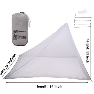 No-See-Um Camping Mosquito Net Bed Compact and Ultra-Light for Travel，Finest Holes Mesh 2000 Noseeum Netting for Camping and Hiking, Without Sleeping Mat (Double Light Grey Color)