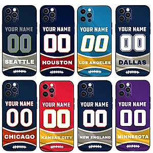 Custom Football Jersey Cases for iPhone 15 14 Pro Max Plus13 12 11 Xs Max XR 8 7 11 Mini,Customized Sports Flag Phone Case in Your Name Number,Thin Shockproof Protective Cover(32 Design For Choose)