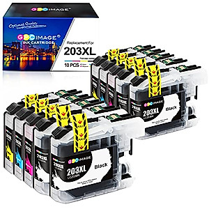 GPC Image Compatible Ink Cartridge Replacement for Brother LC203 LC203XL LC201 XL to use with MFC-J480DW MFC-J880DW MFC-J4420DW MFC-J680DW Printer Tray(4 Black, 2 Cyan, 2 Magenta, 2 Yellow, 10 Pack)