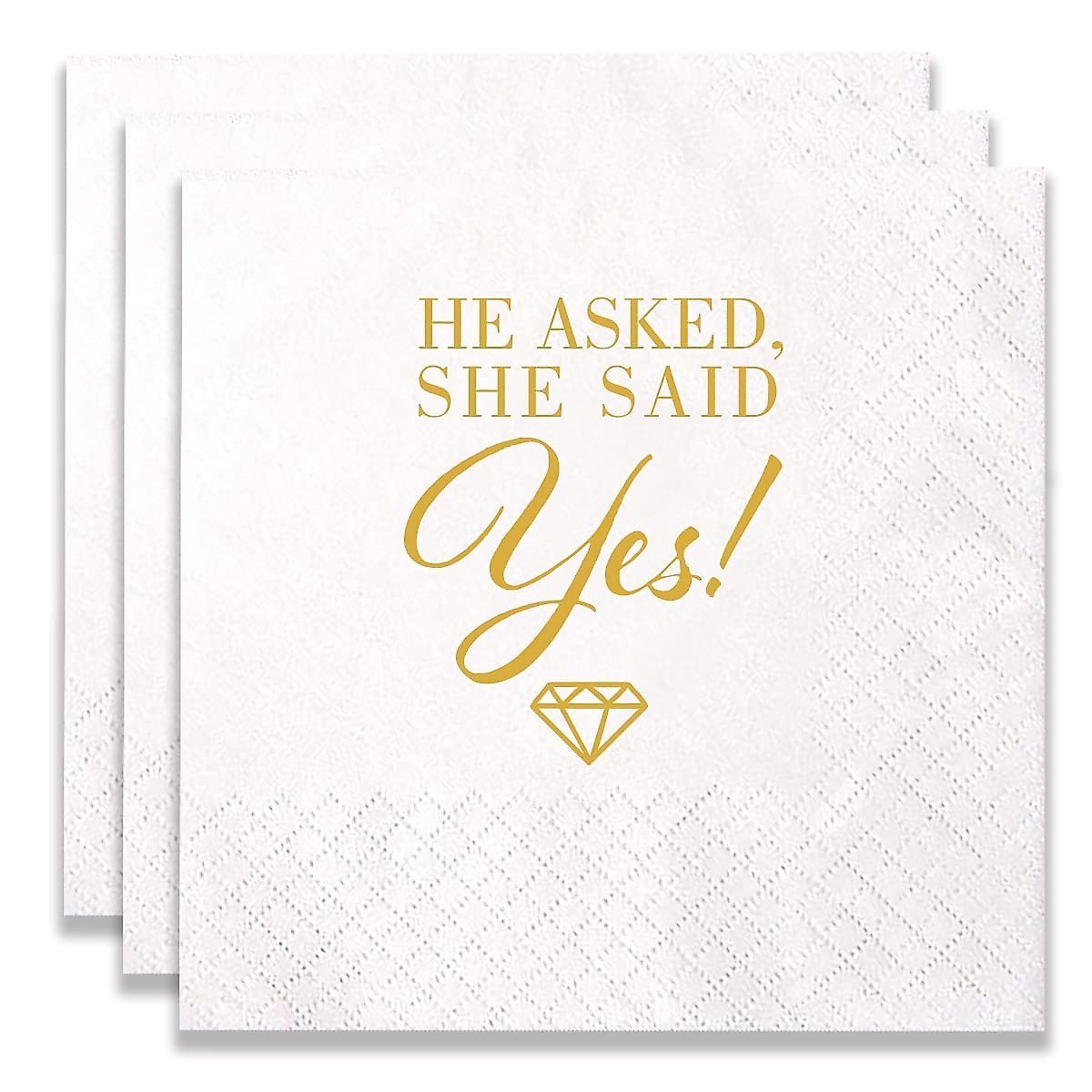 100 Count of "He Asked…She Said Yes" Paper Napkins for Engagement Party Bridal Shower Wedding Decoration