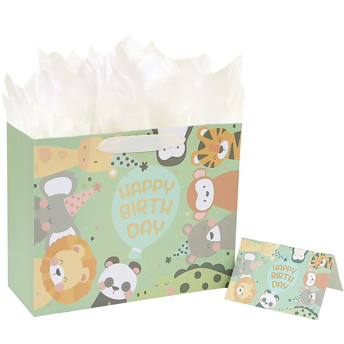 13" Large Baby Boy Gift Bag with Card and Tissue Paper Perfect for Baby Shower Birthday Party