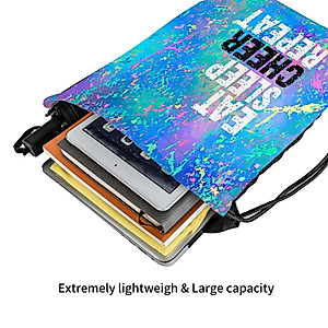 FORATIO Eat Sleep Cheer Repeat Drawstring Backpack Gym String Bag Sports Drawstring Sackpack For Women Men