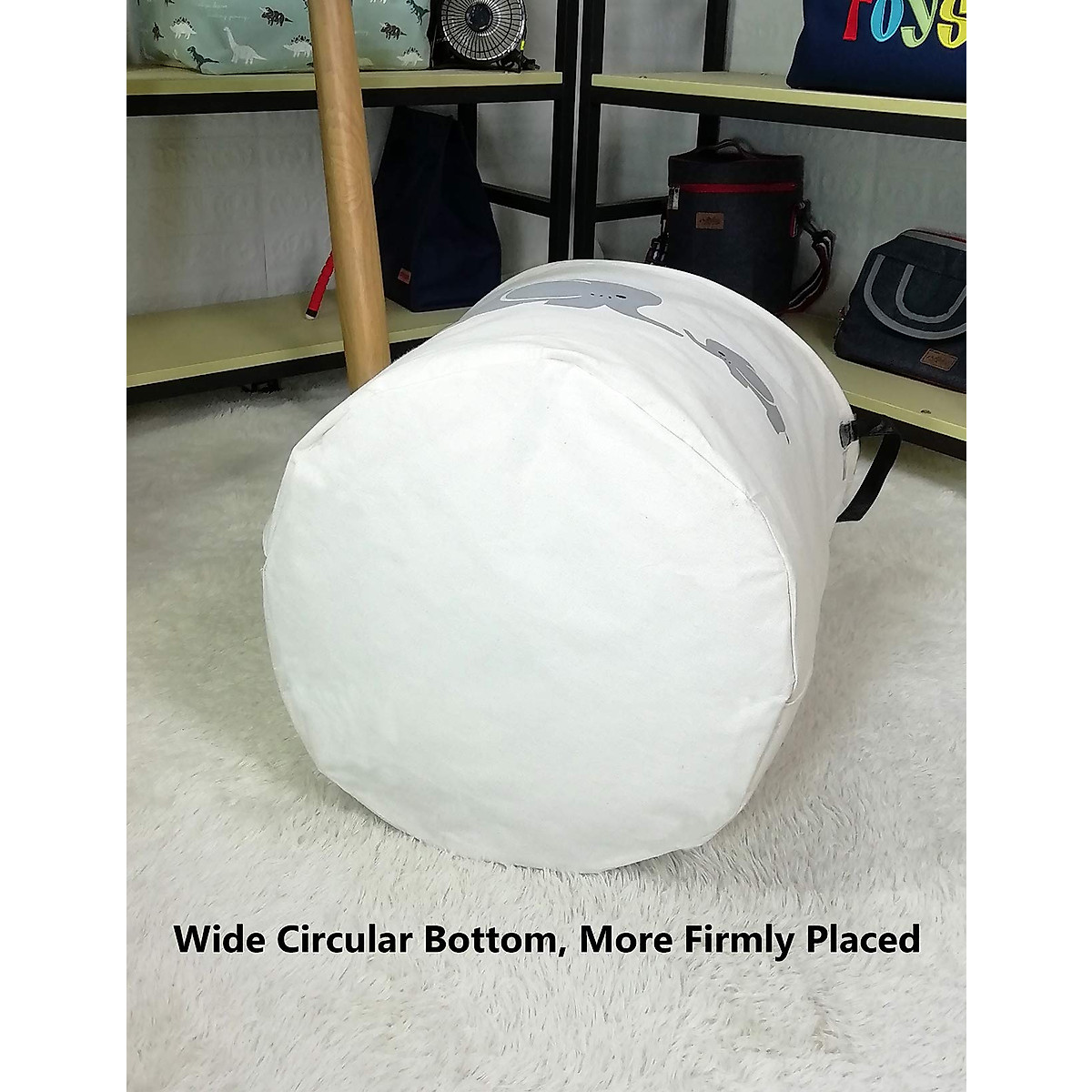 QUEENLALA Large Storage Basket,Laundry Hamper/Bathroom/Home Decor/Collapsible Round Storage Bin,Boys and Girls Hamper/Boxes/Clothing(Parent-child elephant)