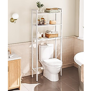 HOOBRO Over The Toilet Storage, 3-Tier Modern Bathroom Organizer, Bathroom Space Saver with Multi-Functional Shelves, Toilet Storage Rack, Easy to Assembly, White WT41TS01