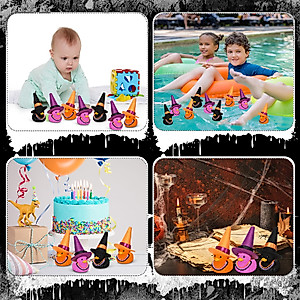 Wettarn 24 Pcs Halloween Rubber Ducks Mini Duck Bath Small Duck with Mini Felt Witch Hats and Metal Ball Beads Chain for Boys Girls Party Favors DIY Craft Goodie Bag Fillers(Colorful Duck)