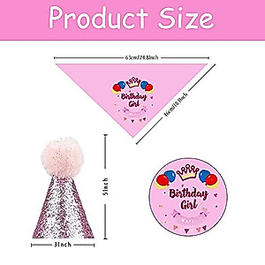 Dog Birthday Party Supplies-Dog Birthday Set with Dog Bandanas,Dog Hat，Dog Collar and Birthday Banner,Dog Party Decorations for Small Medium Large Dog Pet. (Pink)