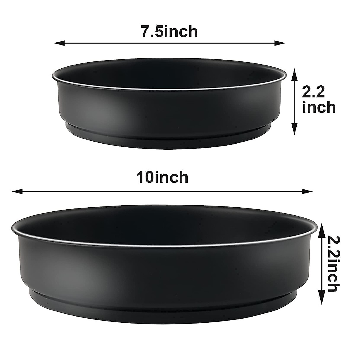 2 Pack Premium Lazy Susan Turntable, Durable and Easy to Access, 10 and 7.5 inch Round 360 Degree Rotating Cabinet Organizer for Kitchen Pantry Countertop Spice Rack, Stainless Steel, Black