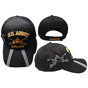 US Army Armor Tank Black Shadow Acrylic Adjustable Embroidered Cap Hat - Officially Licensed