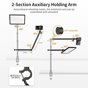 PICTRON VIJIM Flexible Arm Auxiliary Holding Arm, Detachable 2-Section Magic Arm for Any Camera Desk Mount, Cameras, Lights and More, Multi Mount Accessory (LS04)