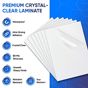 Avarrix Australia Self Adhesive Laminate Sheets for Stickers, Waterproof Label Stickers, Protection for Printable Vinyl Stickers, Glossy, Tear Resistant, Ultra Strong Bond, Pack of 50, A4 Size