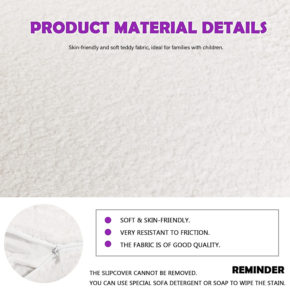 TYBOATLE Accent Chair, Mid-Century Modern Fabric Living Room Arm Chair, Furry Cozy Upholstered Armchair w/Side Pocket, Reading Lounging Side Chairs for Office, Apartment, Bedroom (Cream White)