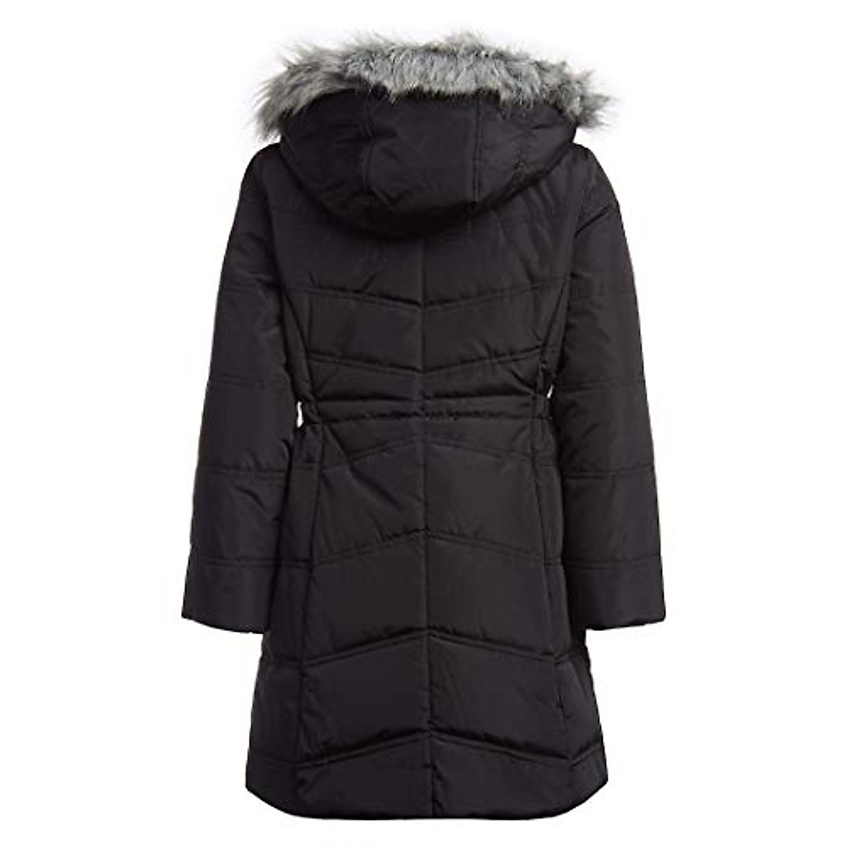Calvin Klein Girls' Hooded Winter Puffer Jacket, Full-Length Heavy Weight Coat with Fleece Lining, Black Aerial, 4T