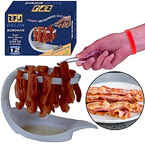 ZFJ Microwave Bacon Cooker, Bacon Tray for Cooking Crispy Bacon in few Minutes Reduces Fat up to 35% for Healthy Breakfast. 10.5 x 6.3 x 5.7 inch