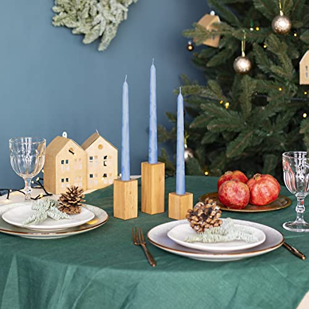 CANDWAX 10 inch Unscented Candles Set of 4 - Dripless Taper Candles Colored As Frost - Long Tapered Candles Ideal As Dinner Candles, Candle Décor and Wedding Candle - Light Blue Candlesticks