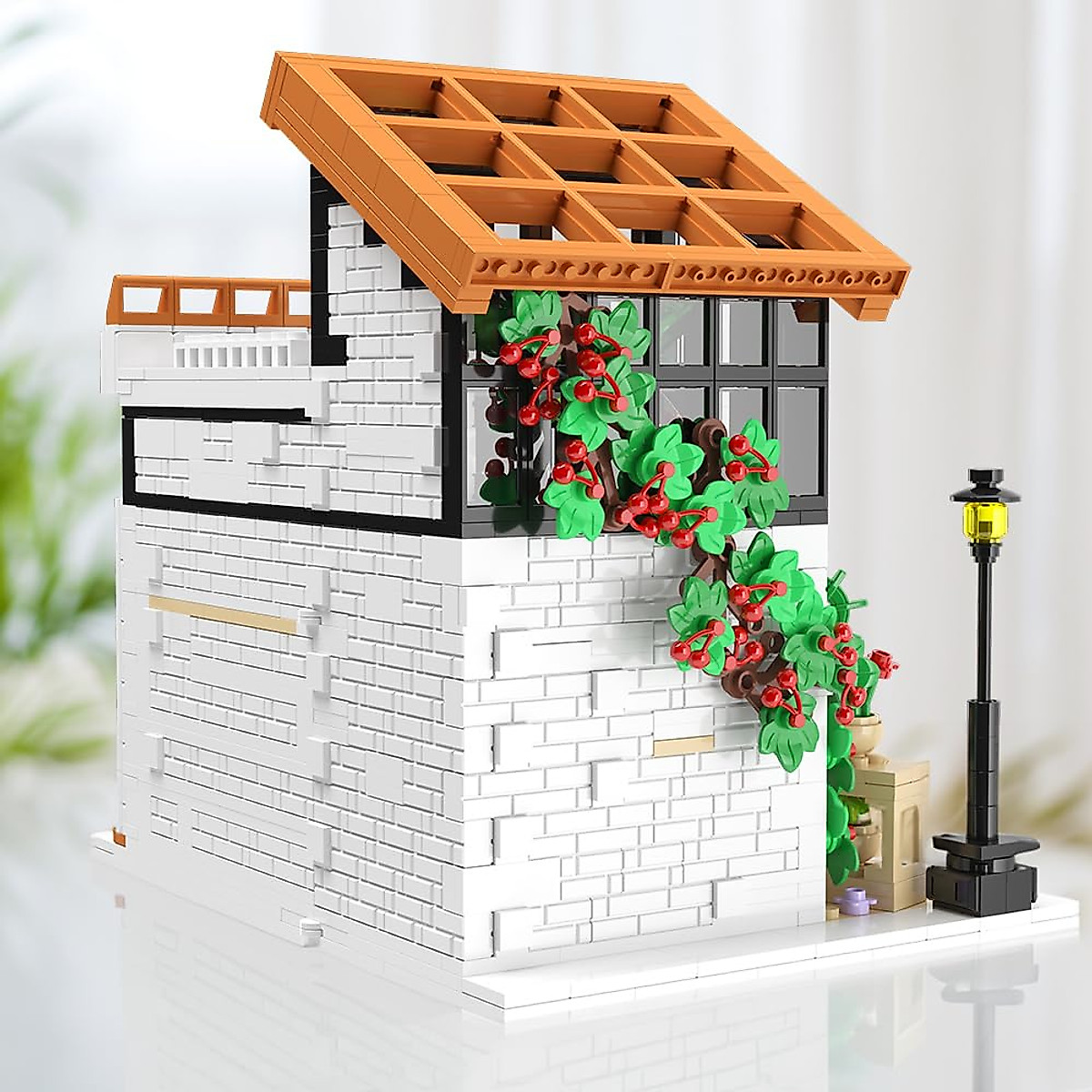 City Cafe Building Toy Set, Modular Coffee Shop Building Blocks Halloween Xmas Gift for Adult, Boy and Girls 14+, 1347pcs Mini Brick with LED