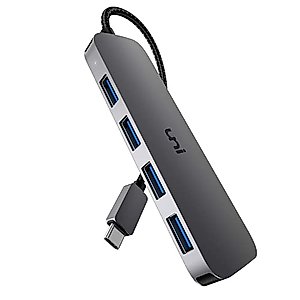 uni USB C to USB Hub 4 Ports, Aluminum USB Type C to USB Adapter with 4 USB 3.0 Ports, Thunderbolt 3 to Multiport USB 3.0 Hub Adapter for MacBook Pro/Air 2020/2019, iPad Pro, Dell, Chromebook and more
