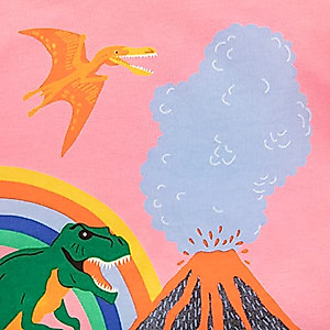 Dinosaurs Graphic T-Shirt Toddler Baby Boy Girl Volcano Print Tee Tops Short Sleeve Clothes (Volcano, 3t)